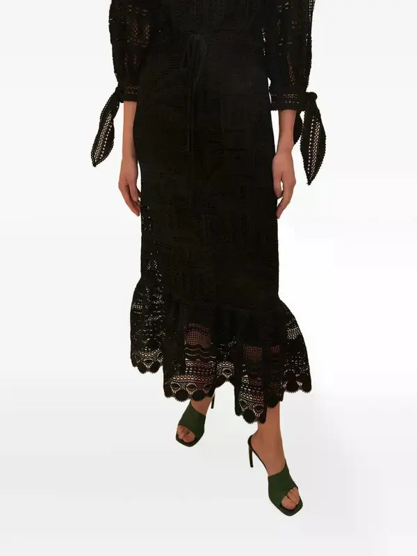 Farm Rio Embroidered Midi Dress - Black