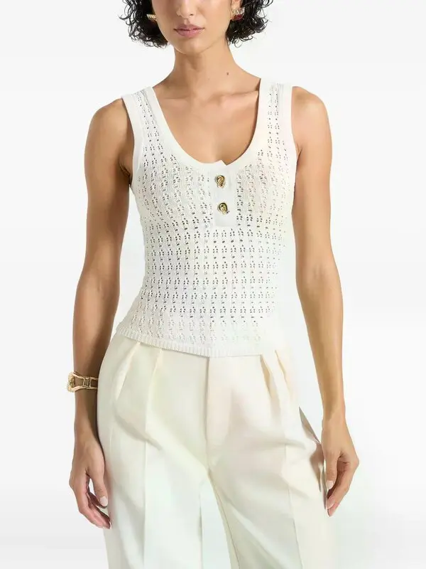 Manière De Voir Nora Pointelle Knitted Vest - White