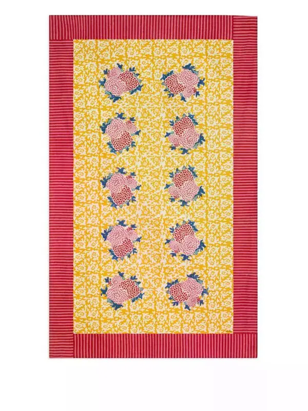 LISA CORTI Floral-print Cotton Tablecloth - Yellow