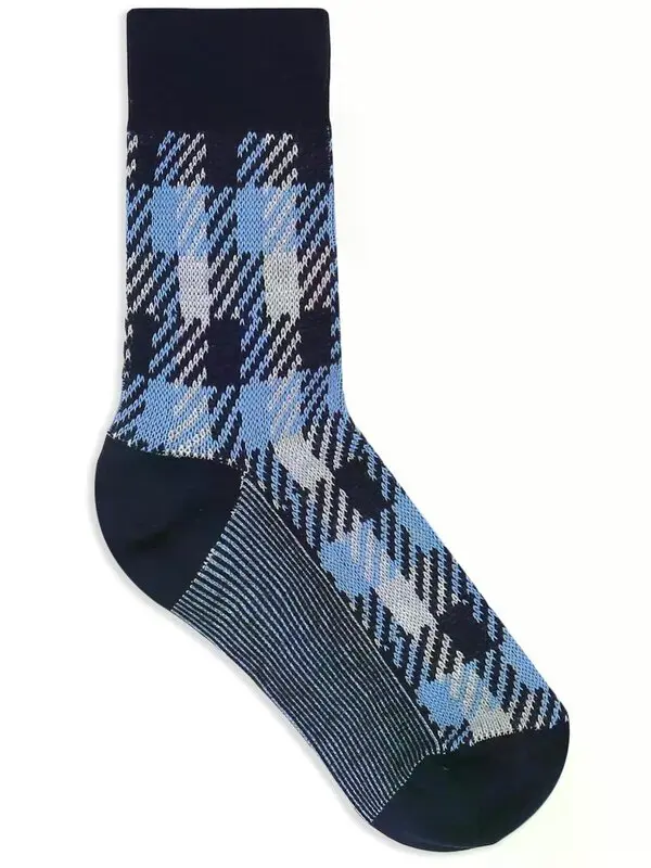 Prada Houndstooth Cotton Blend Socks - Blue