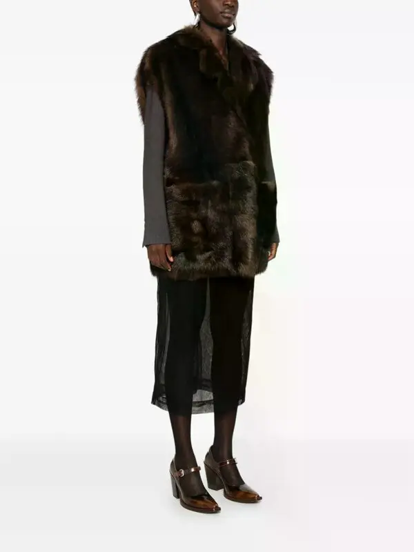 Prada Fur Gilet - Brown