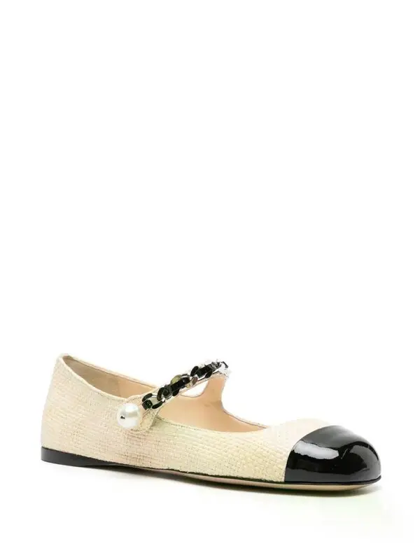 Miu Miu Square-toe Raffia Ballerinas - Neutrals