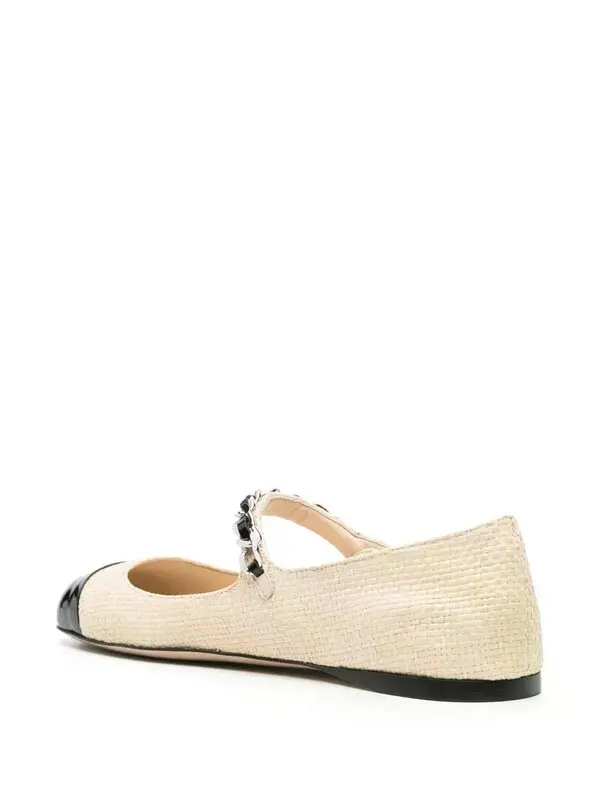 Miu Miu Square-toe Raffia Ballerinas - Neutrals