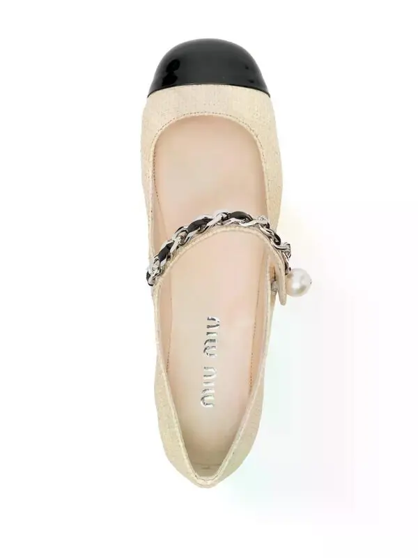 Miu Miu Square-toe Raffia Ballerinas - Neutrals