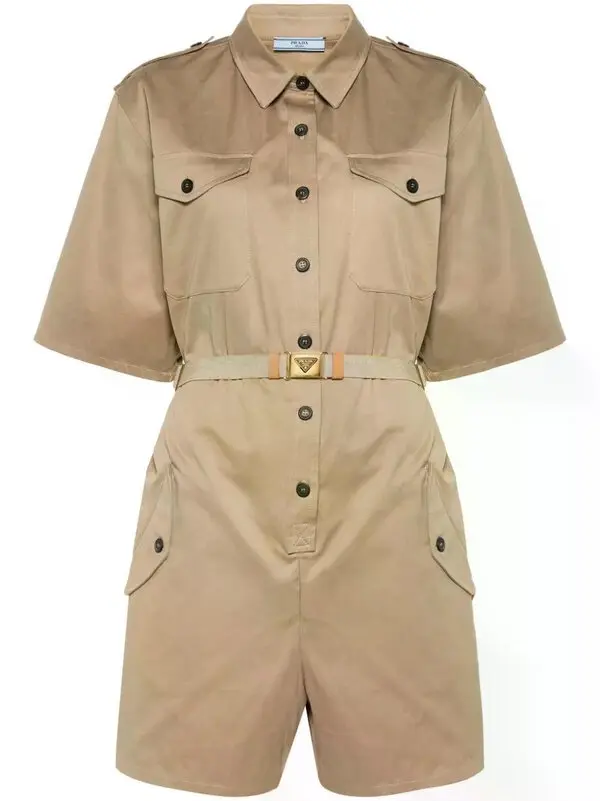 Prada Belted Playsuit - Brown