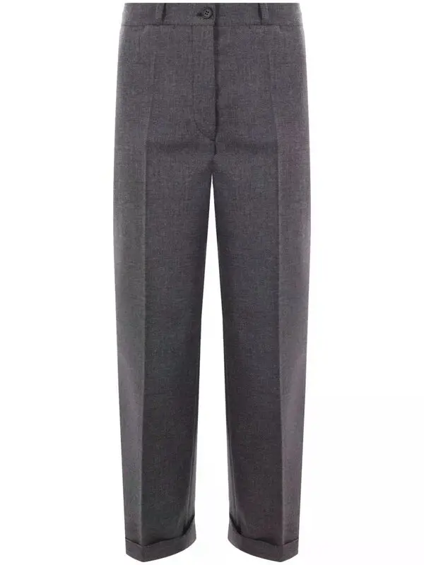 Prada Mid-rise Wool Tailored Trousers - Grey