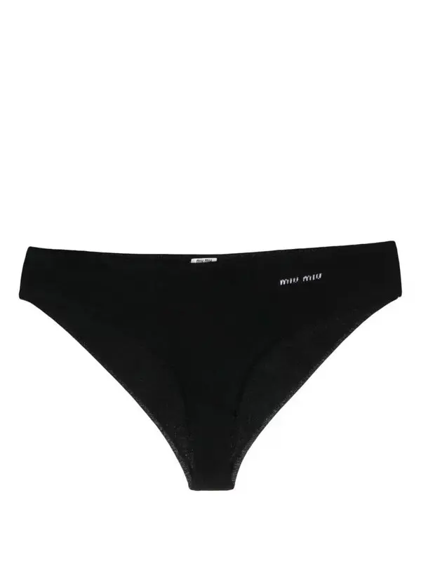 Miu Miu Logo-intarsia Cashmere-blend Briefs - Black