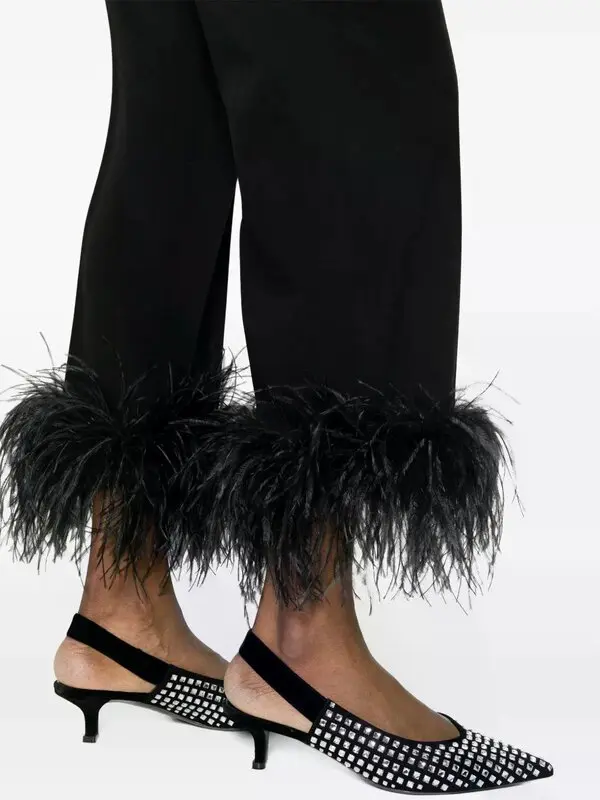 Miu Miu Feather-trimmed Trousers