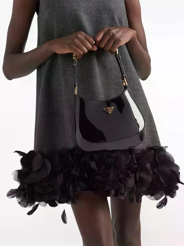 Prada Feather-detail Mini Dress - Grey