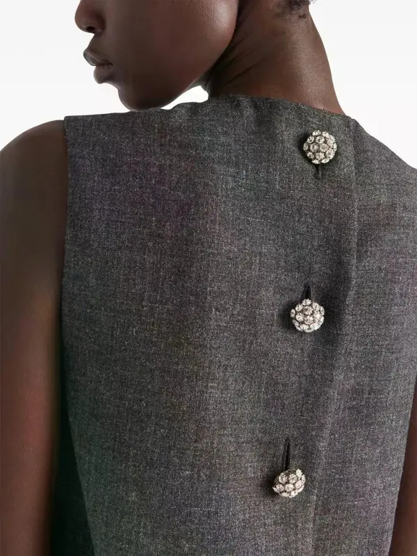 Prada Feather-detail Mini Dress - Grey