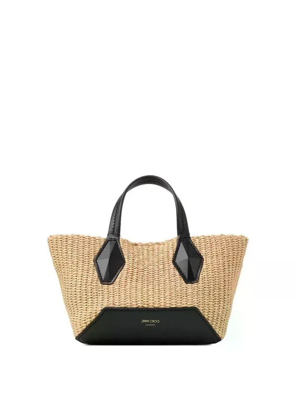 JIMMY CHOO Small Woven Straw Tote Bag - Neutrals