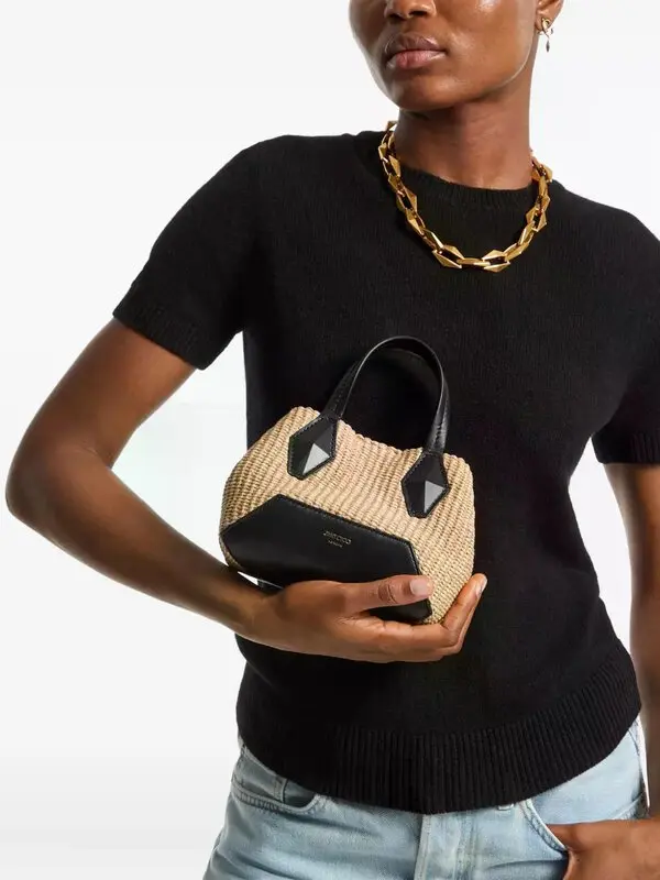 JIMMY CHOO Small Woven Straw Tote Bag - Neutrals