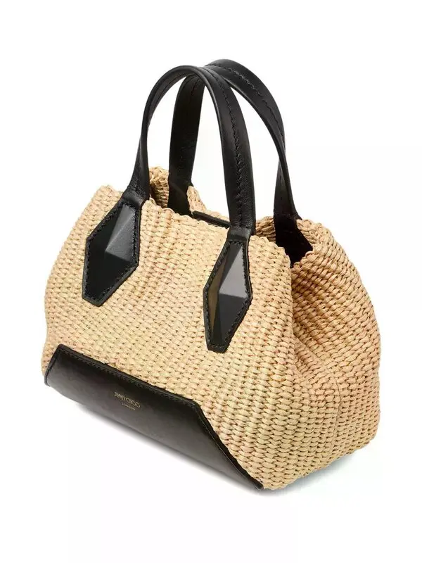 JIMMY CHOO Small Woven Straw Tote Bag - Neutrals