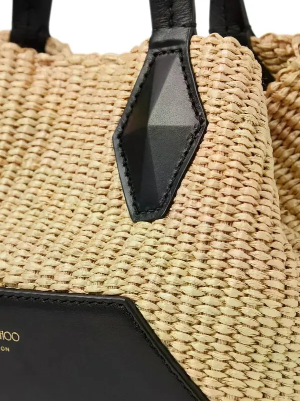 JIMMY CHOO Small Woven Straw Tote Bag - Neutrals