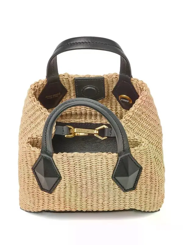 JIMMY CHOO Small Woven Straw Tote Bag - Neutrals