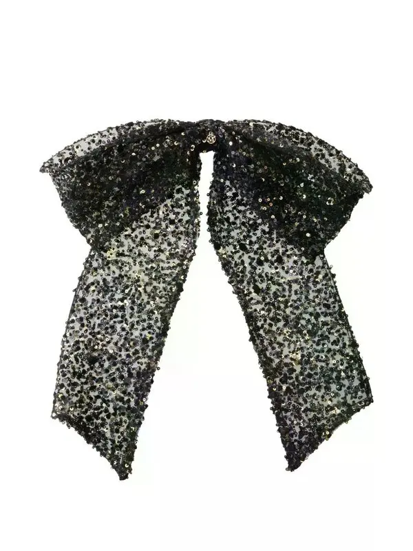 MAISON MICHEL Sequin-embellished Bow Tie - Black