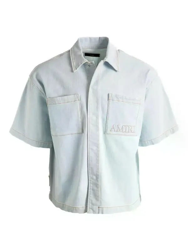 Amiri 3d Short Sleeve Snap Shirt - Blue