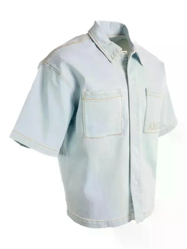 Amiri 3d Short Sleeve Snap Shirt - Blue