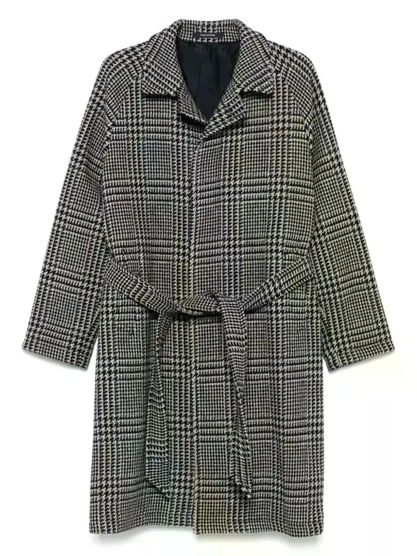 Tagliatore Check-print Belted Coat - Black