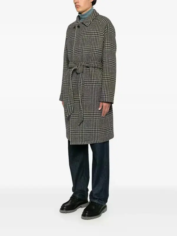 Tagliatore Check-print Belted Coat - Black