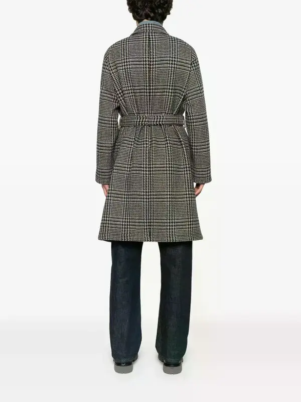 Tagliatore Check-print Belted Coat - Black