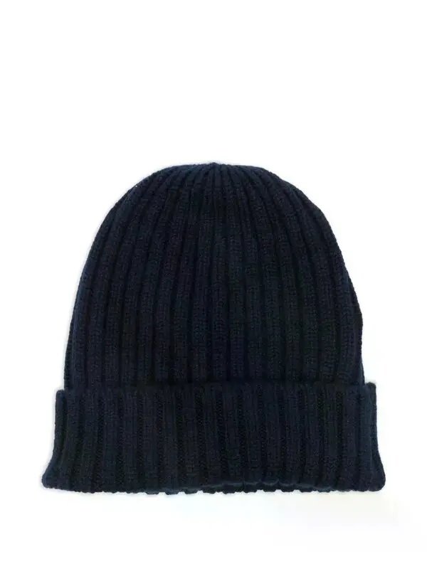 Fedeli Ribbed Cashmere Beanie - Blue