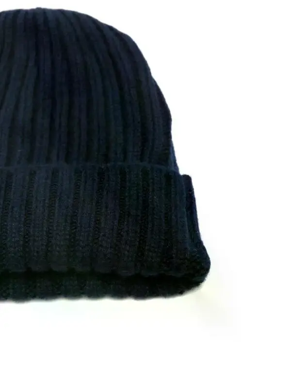 Fedeli Ribbed Cashmere Beanie - Blue