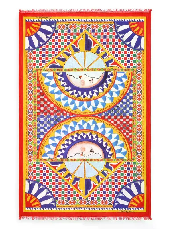 Dolce & Gabbana Sicilian Carretto-print Beach Towel - Red