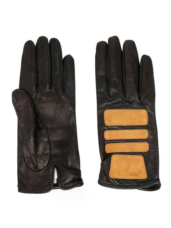 Miu Miu Patchwork Design Gloves - Brown