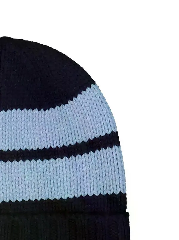Stone Island Striped-pattern Beanie - Blue