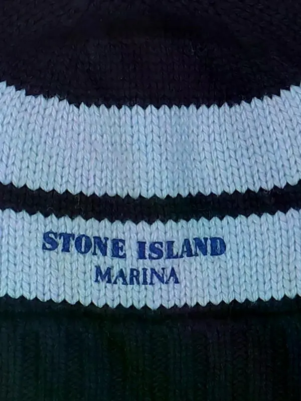 Stone Island Striped-pattern Beanie - Blue