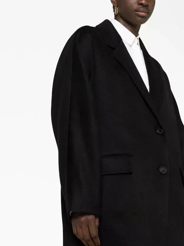 Prada Logo-embroidered Cashmere Coat - Black