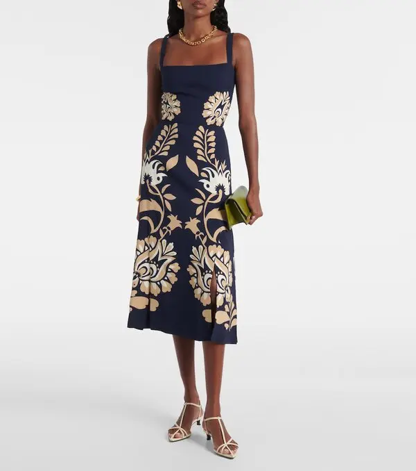 La DoubleJ Buy Me A Martini Floral Satin Midi Dress - Multicoloured