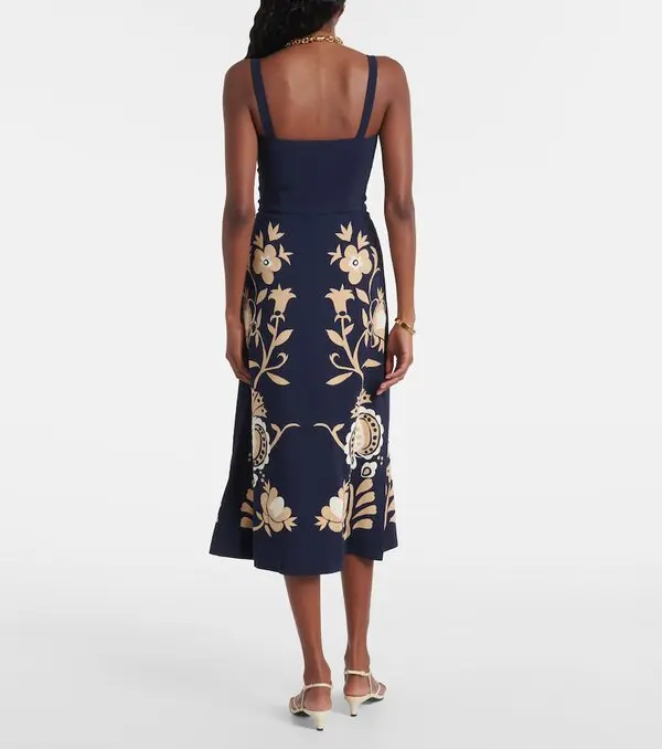 La DoubleJ Buy Me A Martini Floral Satin Midi Dress - Multicoloured