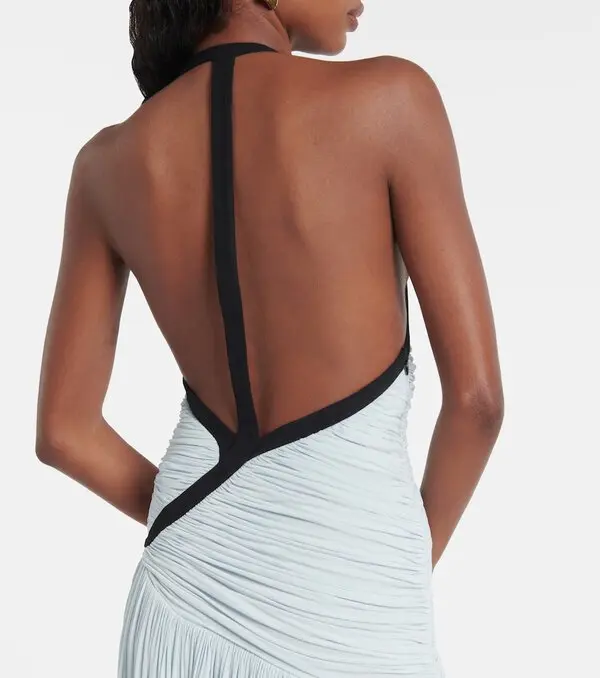 Christopher Esber Suspended Ruched Jersey Maxi Dress - Blue