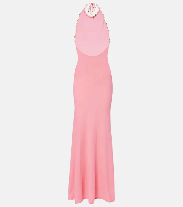 Christopher Esber Beach Quartz Embellished Maxi Dress - Pink