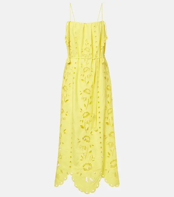 fitted lace wedding dress Yellow Cross Over Maxi Dress – FARM Rio main image 0