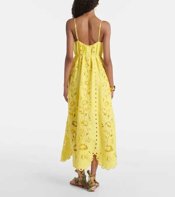 chinese dress ladies Farm Rio Romantic Richelieu Blue Maxi Dress