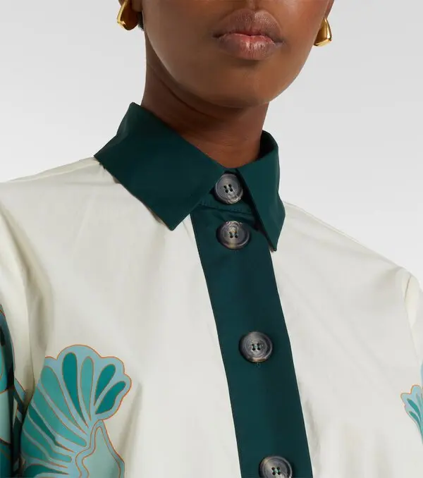 La DoubleJ Artemis Printed Cotton Poplin Shirt Dress - Green