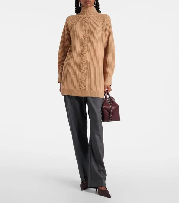 Max Mara Alcazar Wool And Cashmere Turtleneck Sweater - Brown