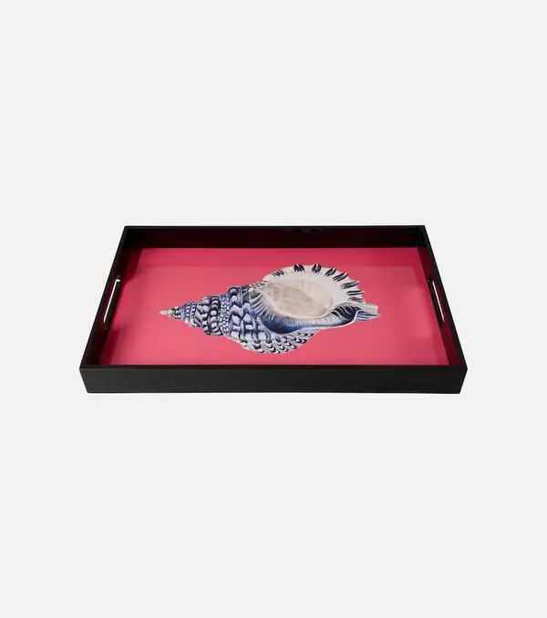 LES-OTTOMANS Shell Lacquered Wooden Tray - Multicoloured