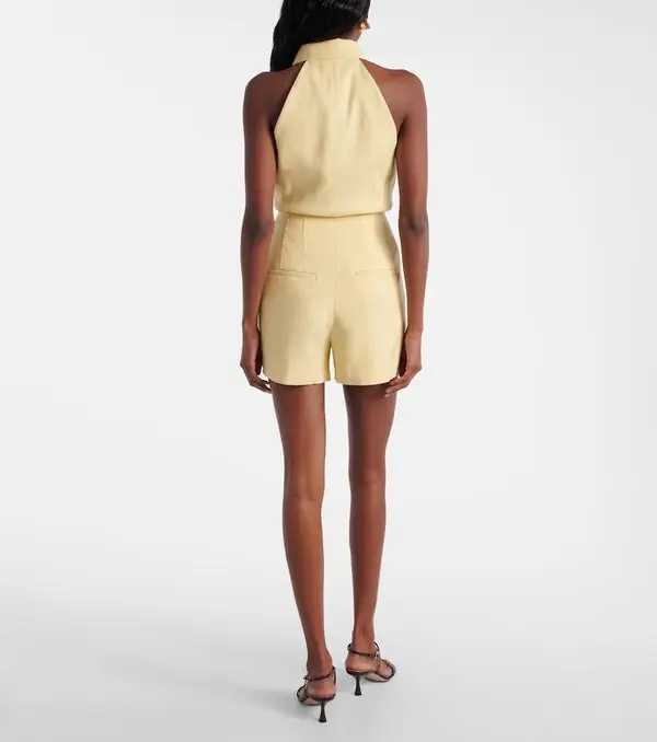 Veronica Beard Brit High-rise Linen-blend Shorts - Yellow