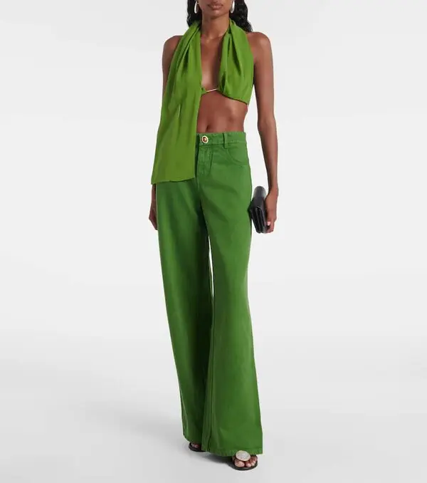 Christopher Esber Open-back Silk Georgette Top - Green