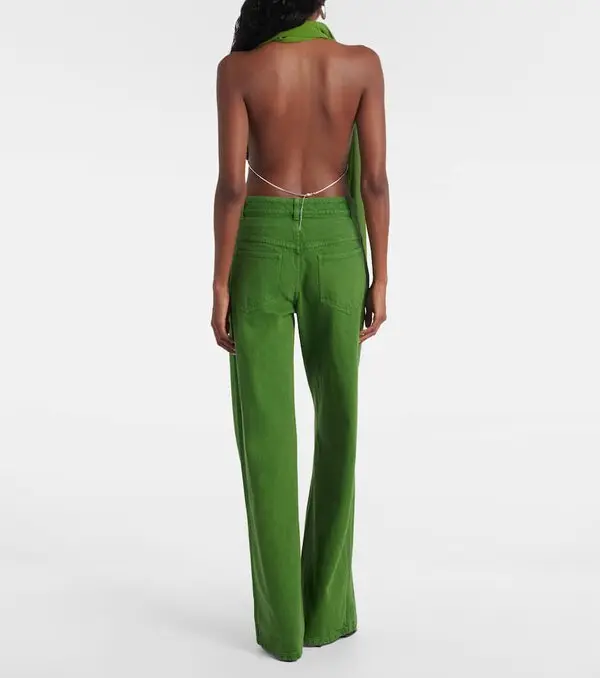 Christopher Esber Open-back Silk Georgette Top - Green