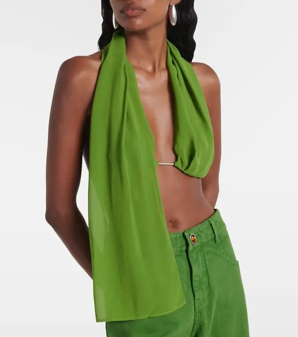 Christopher Esber Open-back Silk Georgette Top - Green