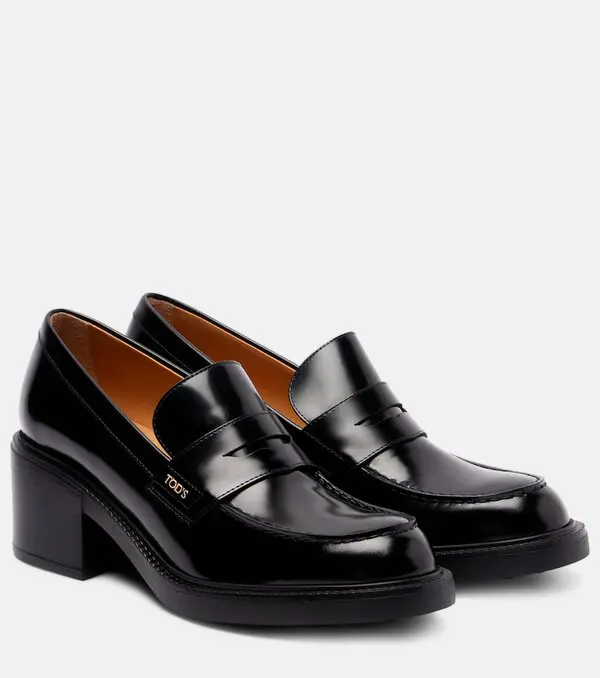 TOD'S Leather Loafer Pumps - Black