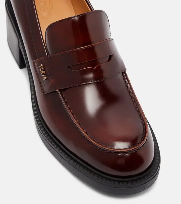 TOD'S Leather Loafer Pumps - Brown