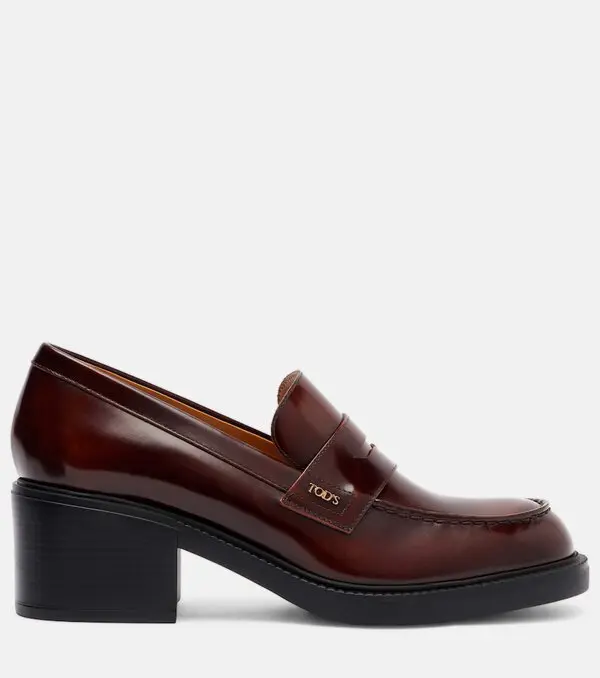 TOD'S Leather Loafer Pumps - Brown