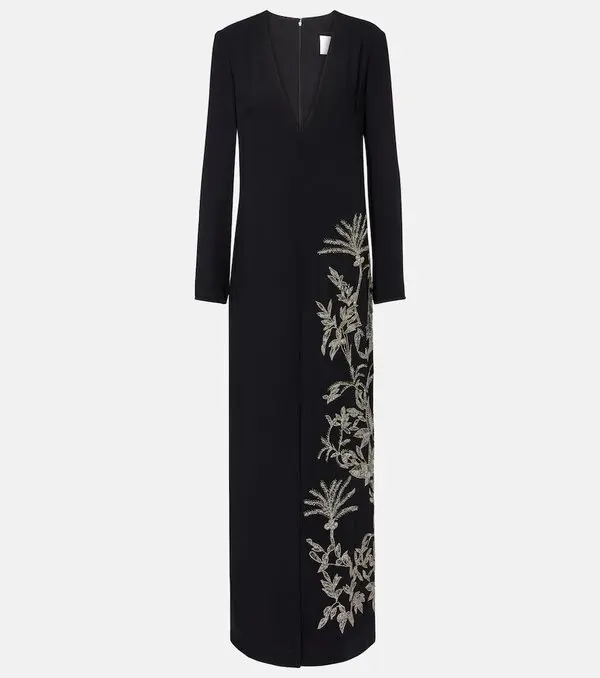 Costarellos Vita Beaded Crêpe Gown - Black