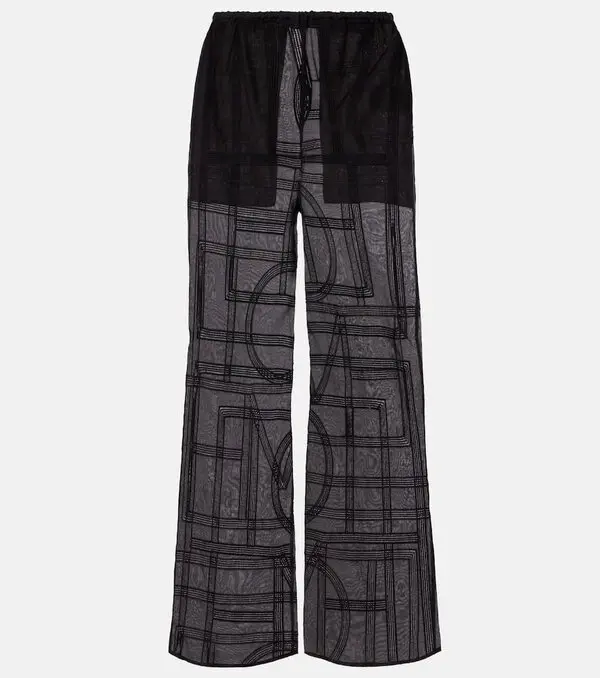 TOTEME Cotton And Silk Voile Wide-leg Pants - Black